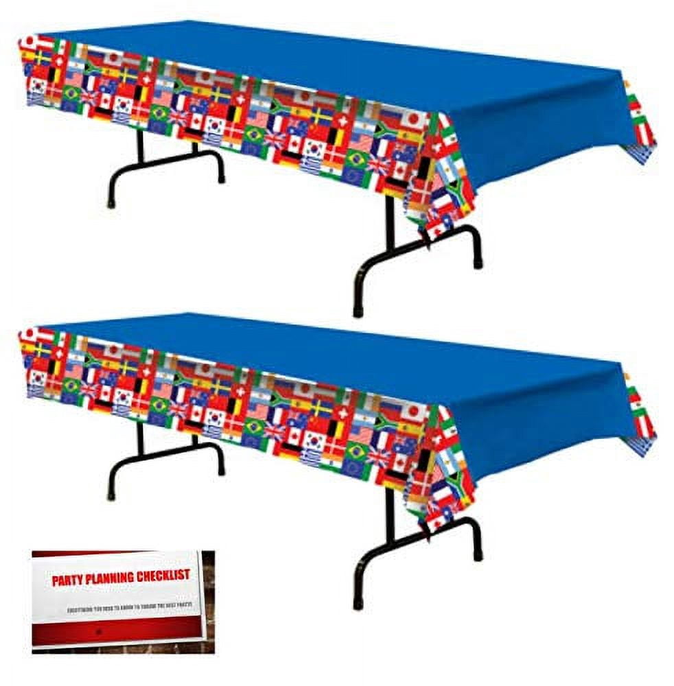 2 Pack International World Flags Plastic Table Cover 54 inches x 108 ...