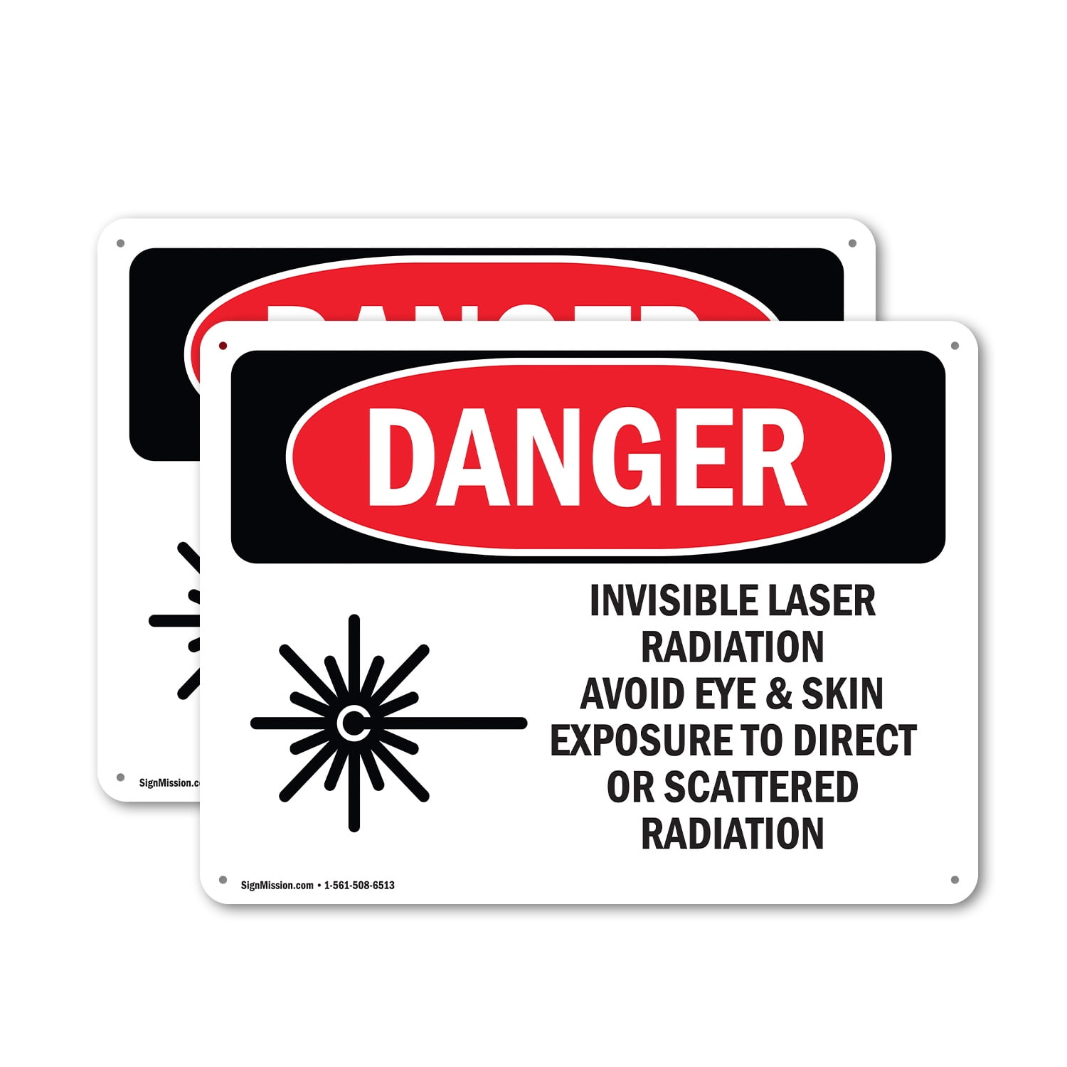 (2 Pack) Invisible Laser Radiation Avoid Eye Exposure OSHA Danger Sign ...