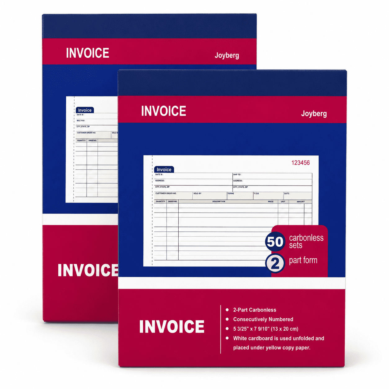 2 Pack Invoice Book for Small Business, 2-Part Carbonless Receipt Book ...