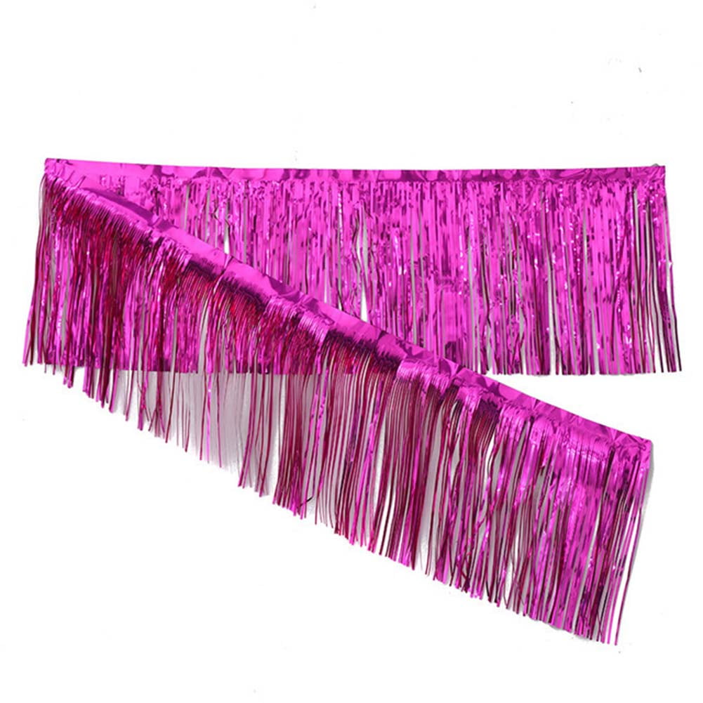 2 Pack Iridescent Fringe Float Curtain, Metallic Foil Fringe Garland ...