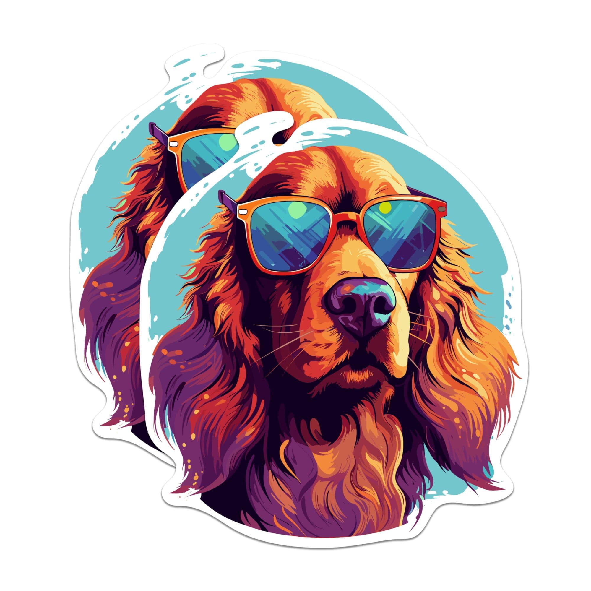 (2 Pack) Irish Setter Dog Stickers - Irish Setter with Sunglasses ...