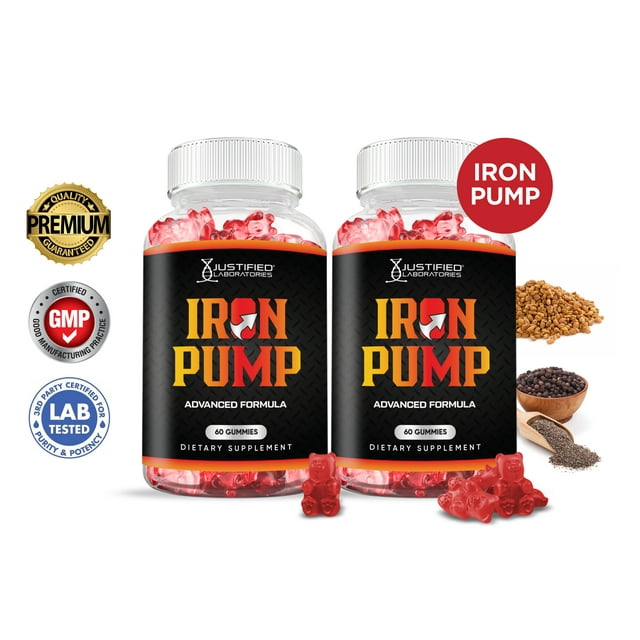 (2 Pack) Iron Pump Male Enhancement Gummies 310MG 120 Gummys - Walmart.com