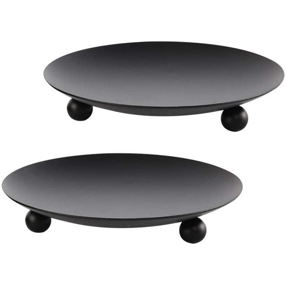 2-Pack Iron Round Candle Holder, Black, Rust-Resistant, Concave Design ...