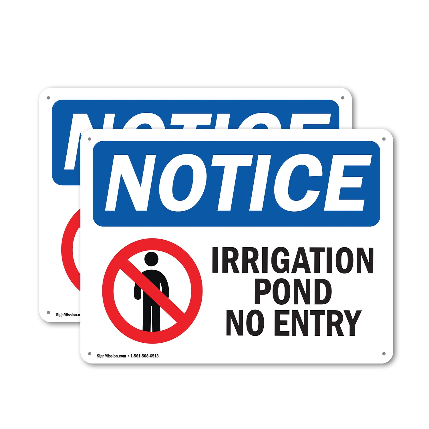 (2 Pack) Irrigation Pond No Entry OSHA Notice Sign 14 Inch X 10 Inch ...