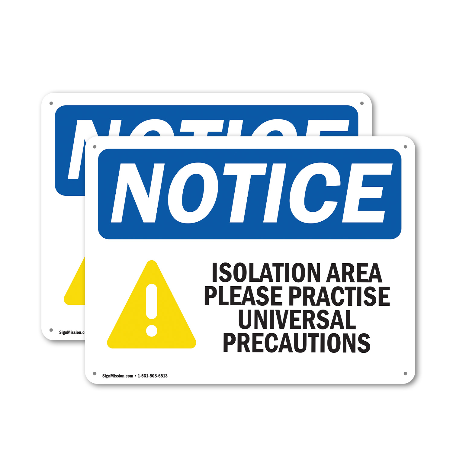 (2 Pack) Isolation Area Please Practice OSHA Notice Sign 14 Inch X 10 ...