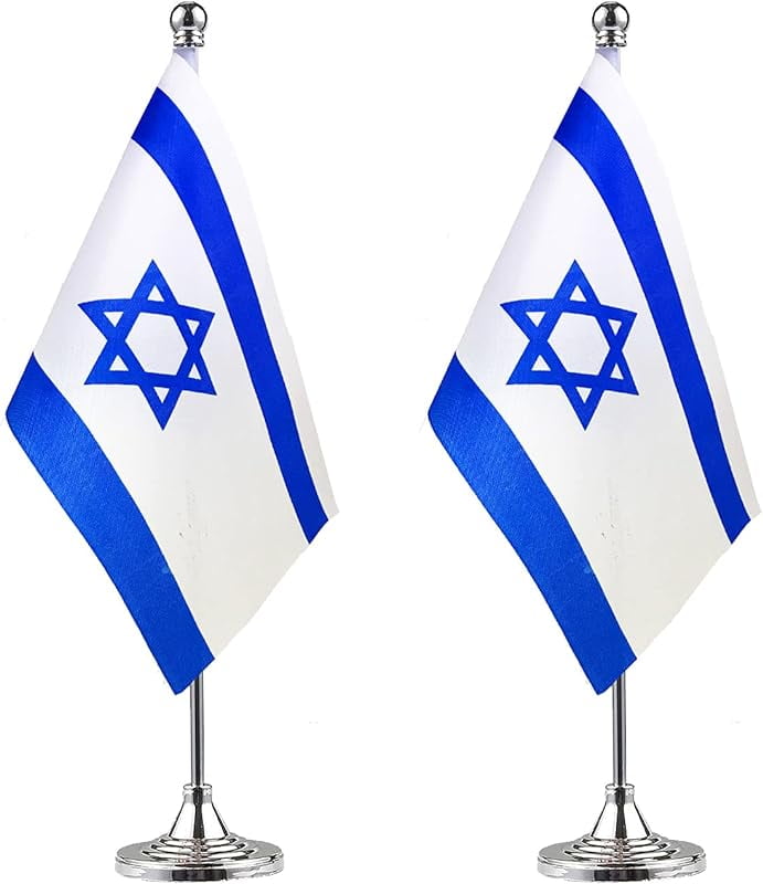 2 Pack Israel flag Israeli Table Flag Small Mini Israeli Desk Flags ...