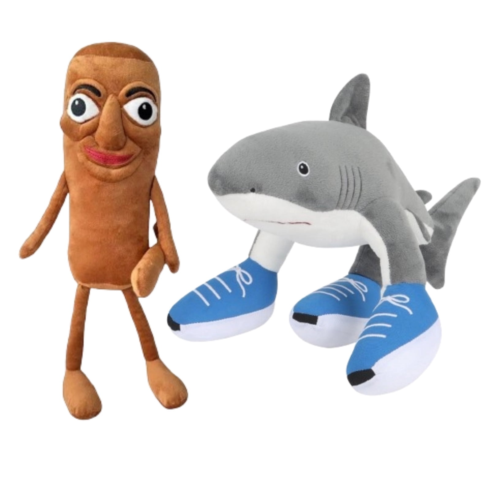 2 Pack Italian Brainrot Plush Shark and Tung Tung Tung Sahur Funny Plush Toy Yellow Tong Stuffed ...