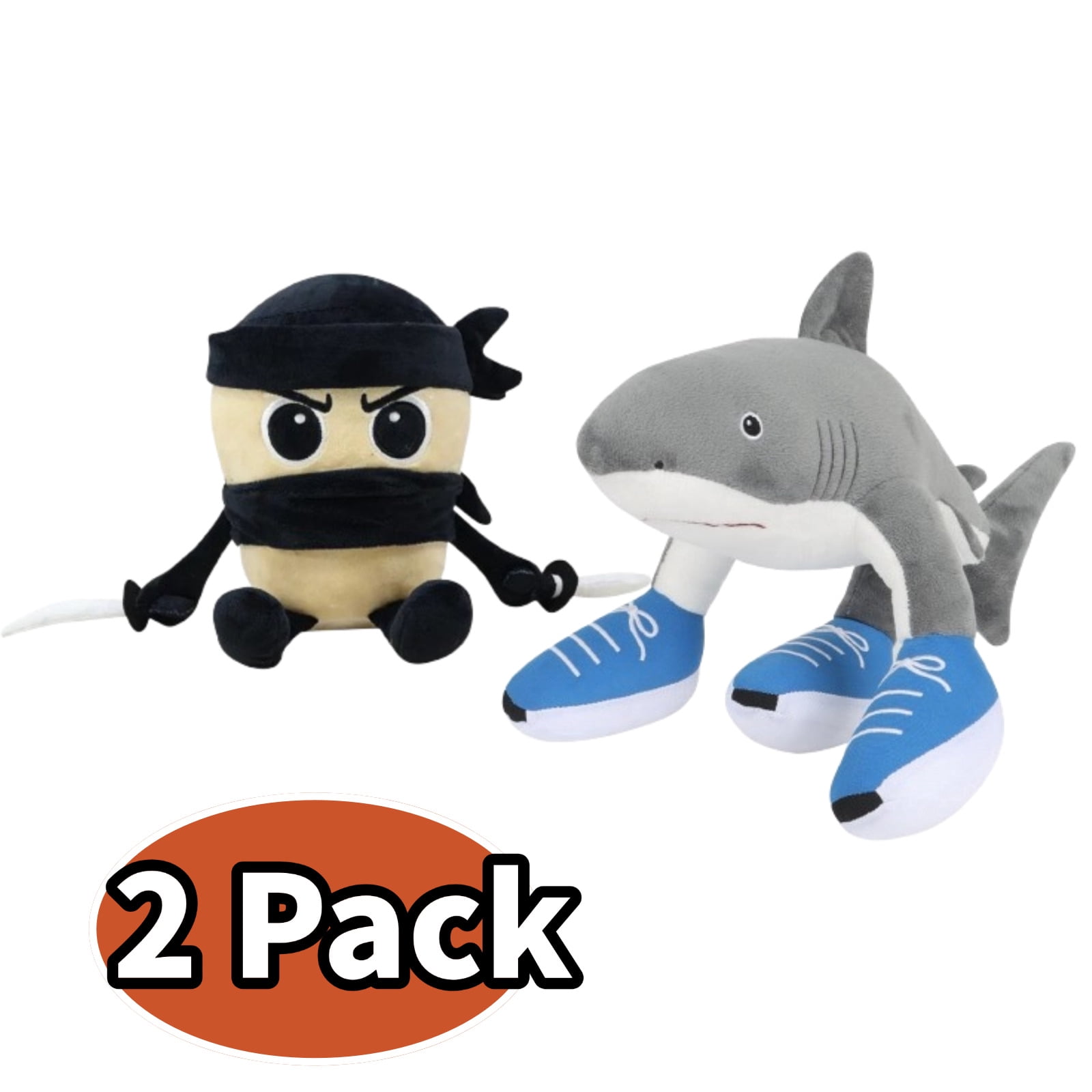 2 Pack Italian Brainrot Toys Cappuccino Assassino and Shark Plush ...