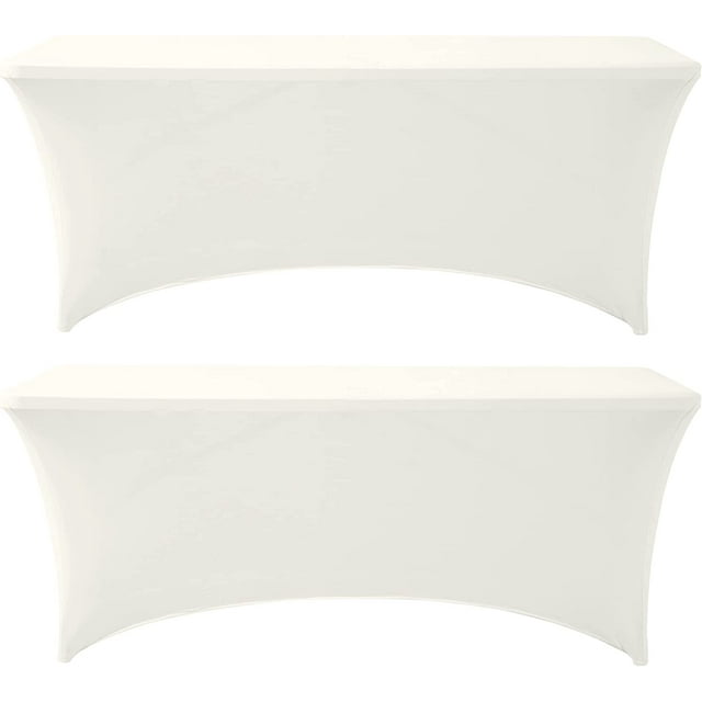 Valentina CoverCo 2 Pack Ivory Fitted Table Covers, 8 Foot Long for ...