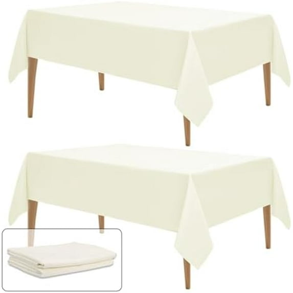 2 Pack Ivory Table Cloth Rectangle Tablecloths 70X120 Inch,Polyester ...