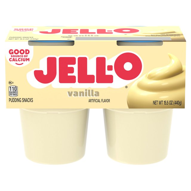2 Pack - JELL-O Pudding Snack Cups Vanilla Original 4 Count 15.5 oz ...