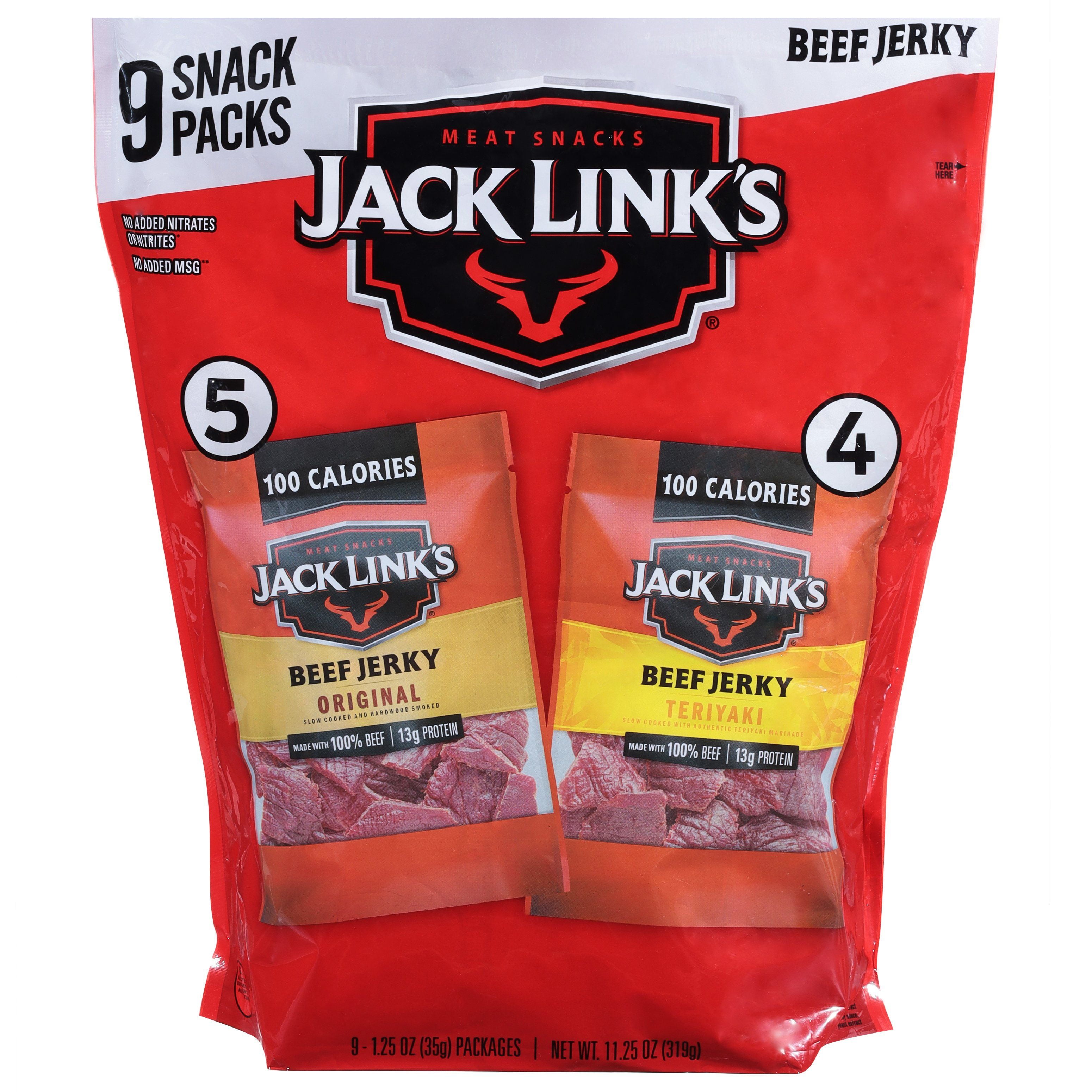 2 Pack - Jack Link's 13g Protein Original & Teriyaki Beef Jerky Variety Pack - 9 ct Packaging ...
