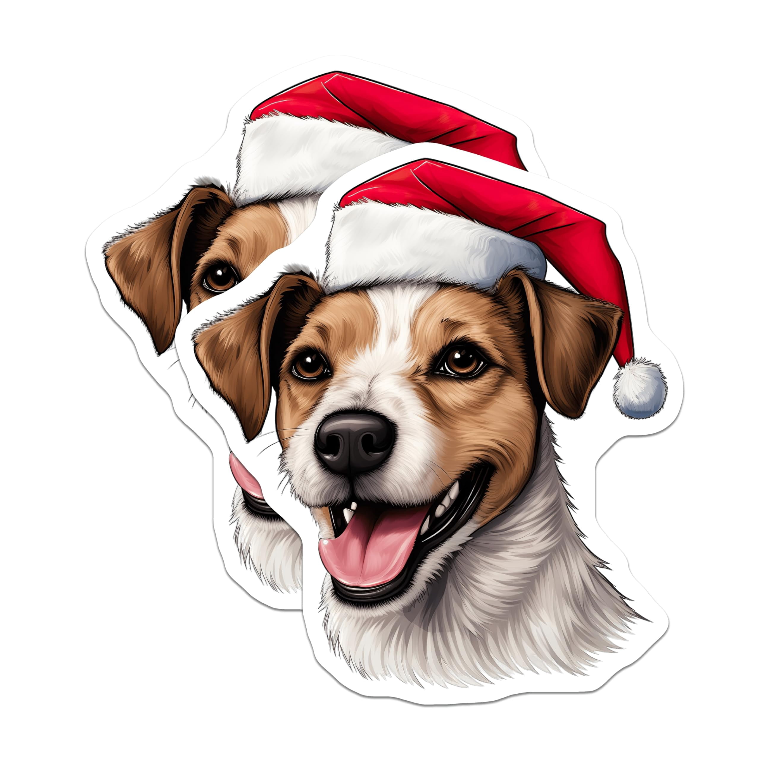 (2 Pack) Jack Russell Christmas Magnets - Santa Hat Dog Holiday Decor ...