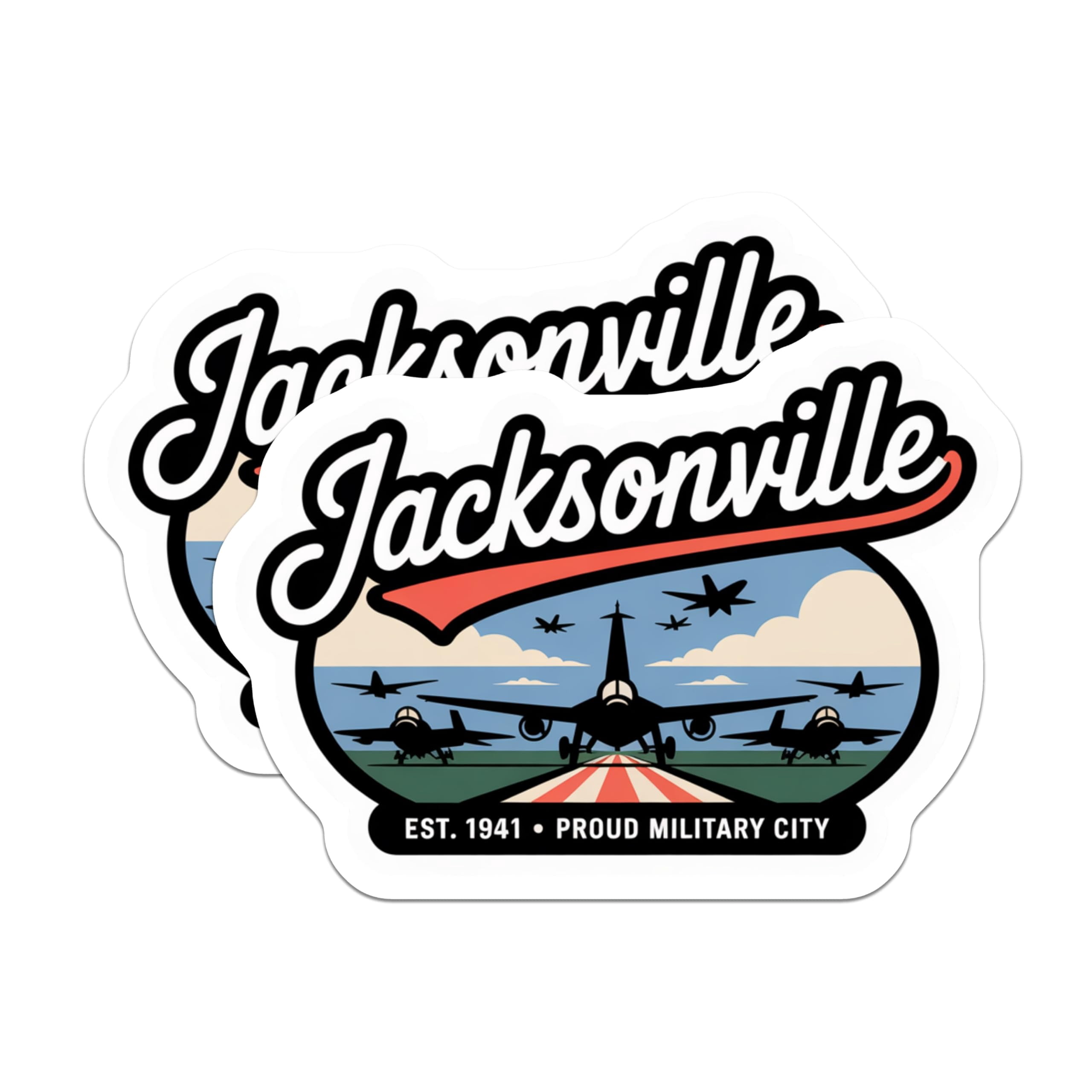 (2 Pack) Jacksonville Stickers - Military City Decal - Airplane Art ...