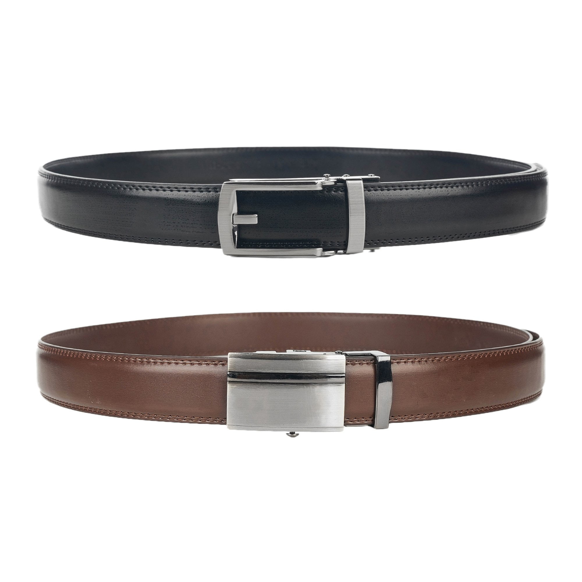 2 Pack Jacob Alexander Men's Leather Dress Ratchet Track Belt Classic ...