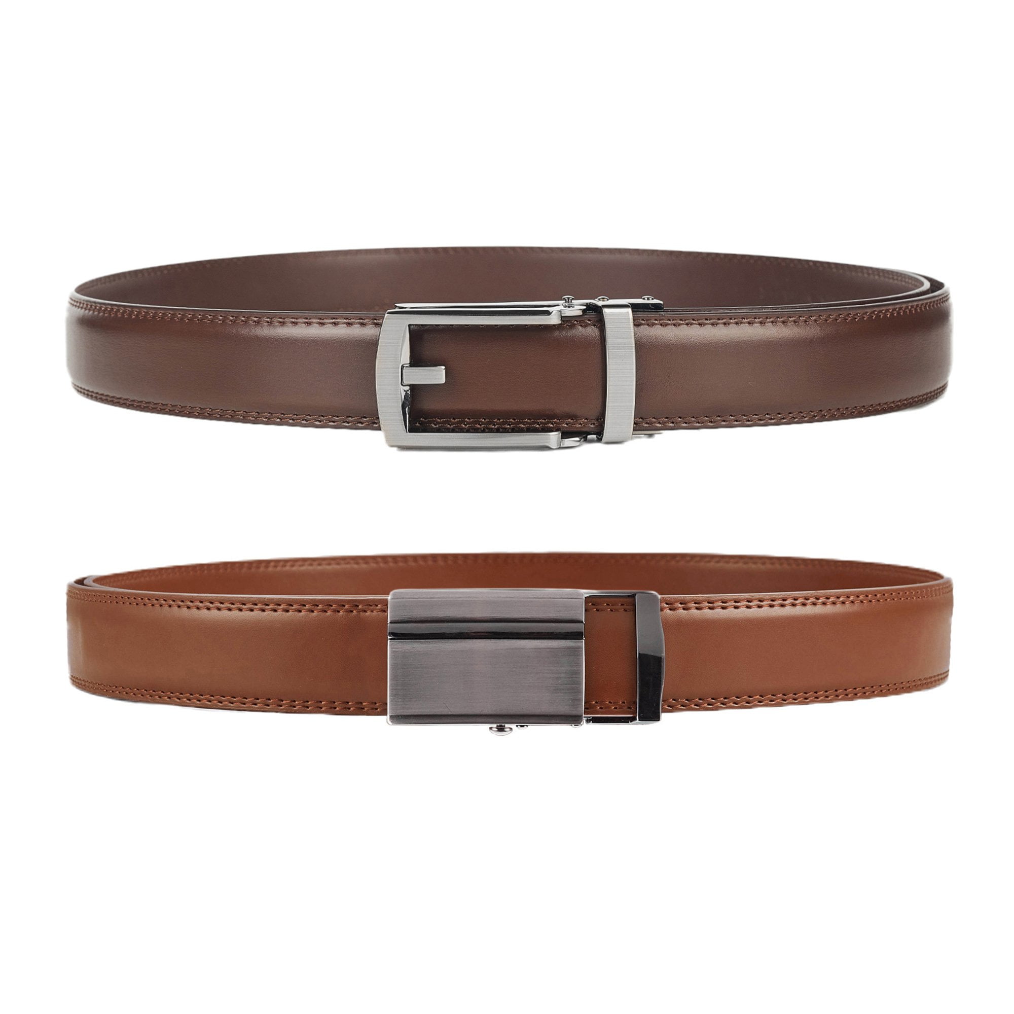2 Pack Jacob Alexander Men's Leather Dress Ratchet Track Belt Classic ...