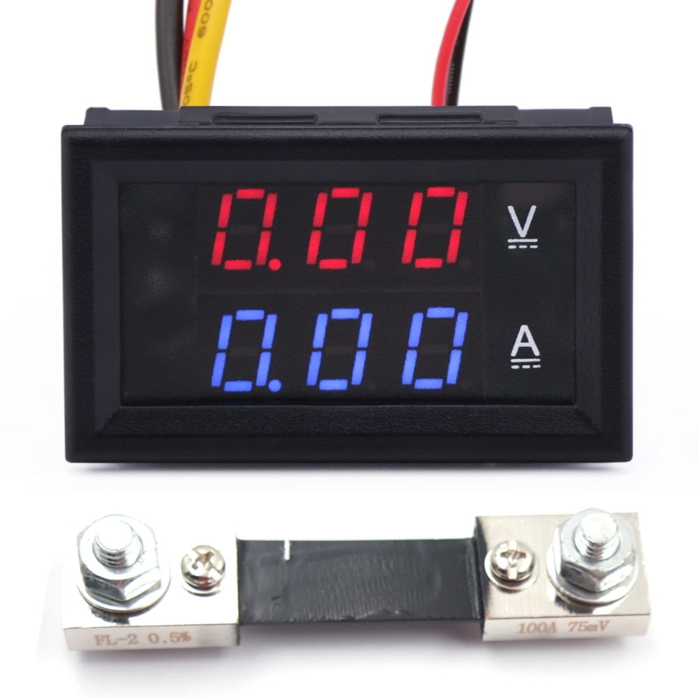 (2-Pack) JacobsParts DC 100V 100A Voltmeter Ammeter Dual LED Display ...