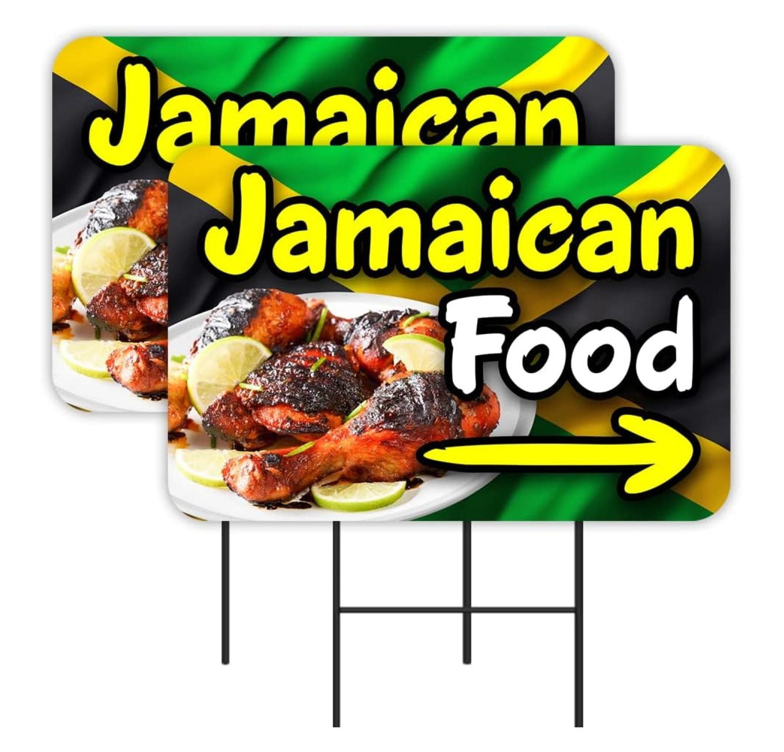 2 Pack Jamaican Food Signs, 16" x 24" Corrugated Plastic, Vibrant ...