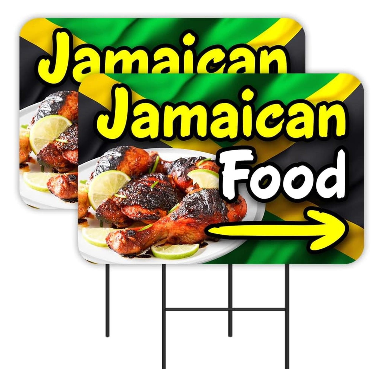 2 Pack Jamaican Food Signs, 16" x 24" Corrugated Plastic, Vibrant ...