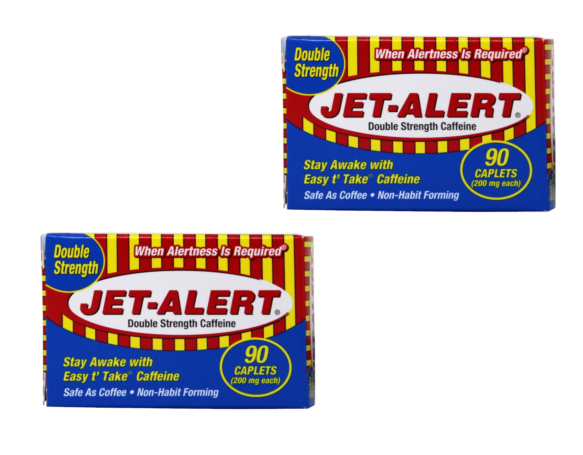 2 Pack Jet Alert Double Strength Alertness Aid 200Mg Caplets 90 Each ...