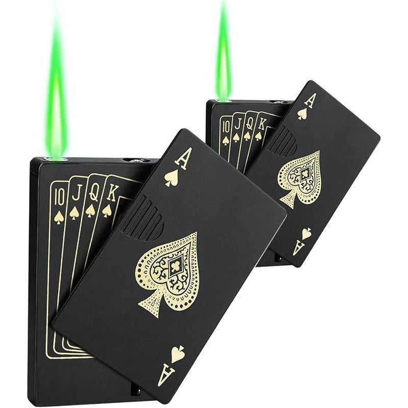 2 Pack Jet Torch Lighter Ace Card Lighter Green Flame Refillable Butane ...