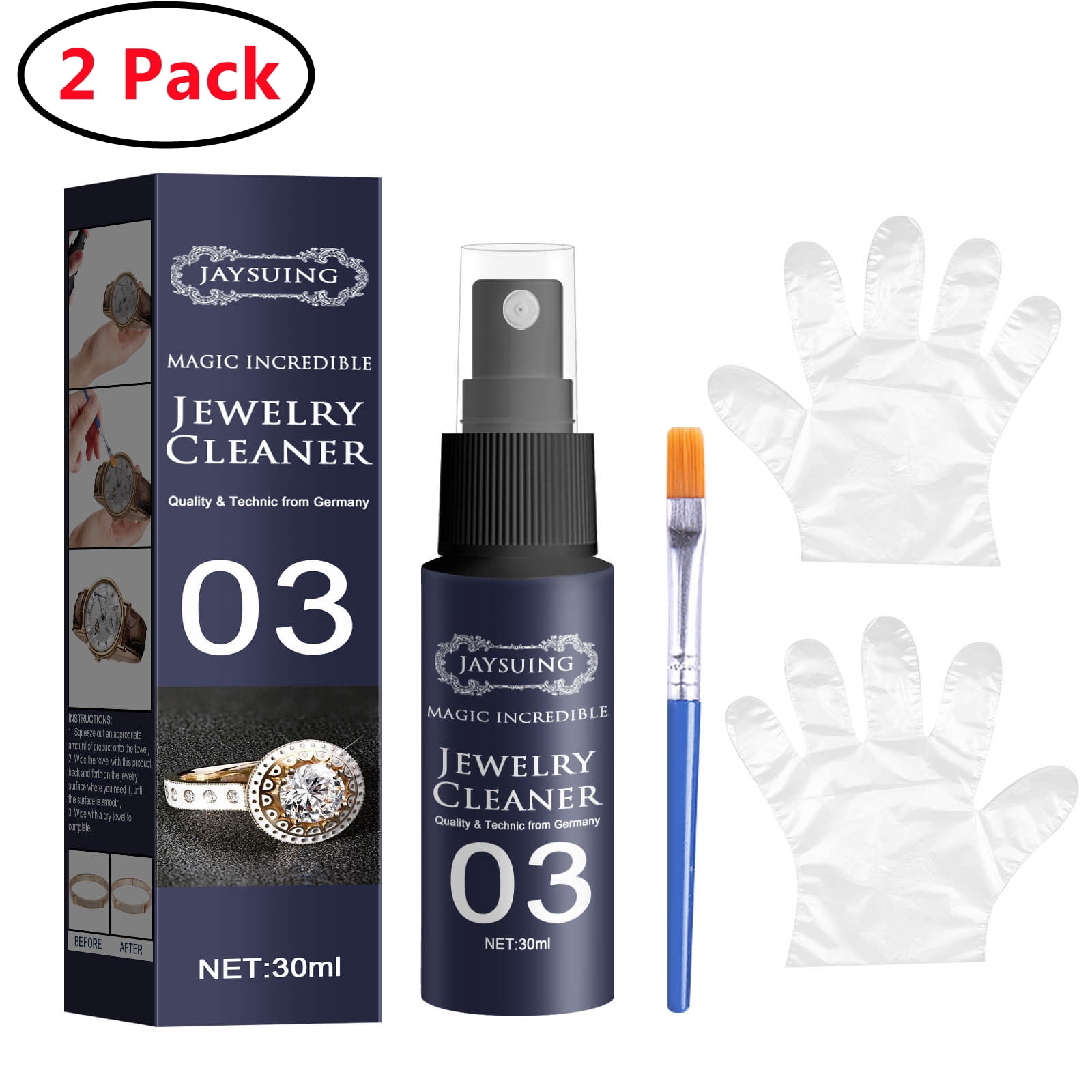 2 Pack Jewelry Cleaner Solution | Natural, Non-Toxic, Plant Based ...