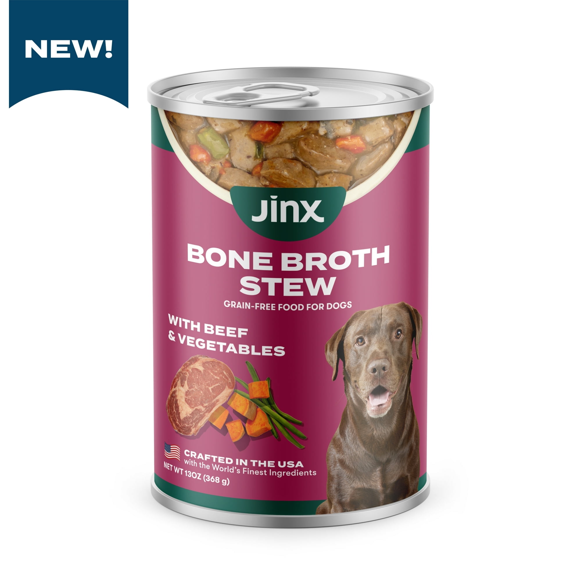(2 Pack) Jinx Bone Broth Stew Grain-Free Beef & Vegetables Wet Dog Food ...