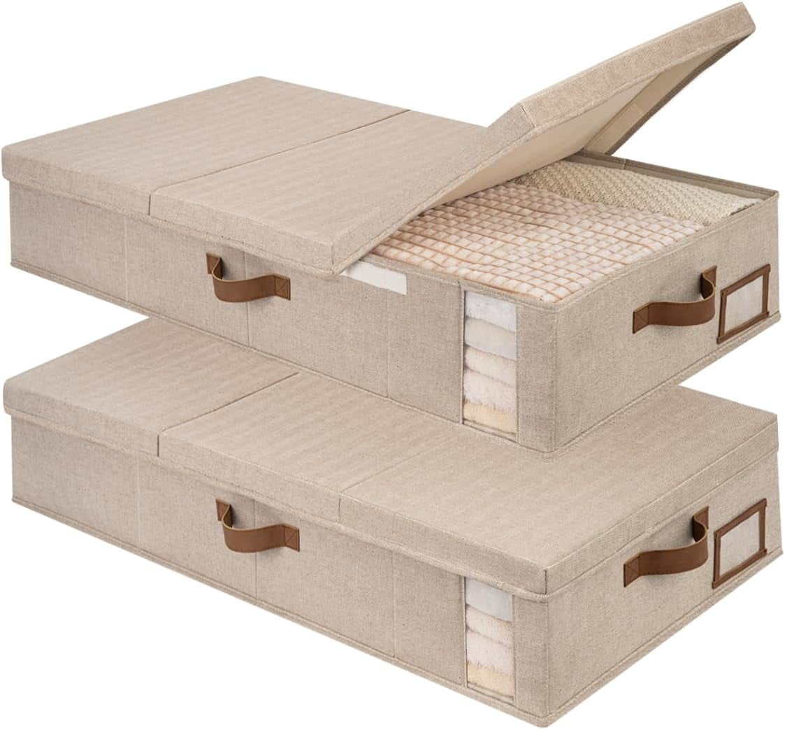 2-Pack Jumbo Under Bed Storage Bins with Lids, Underbed Storage ...