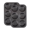 2-Pack Jumbo Muffin Pan, 6-Cup Extra Large Nonstick Cupcake Tin, Carbon ...