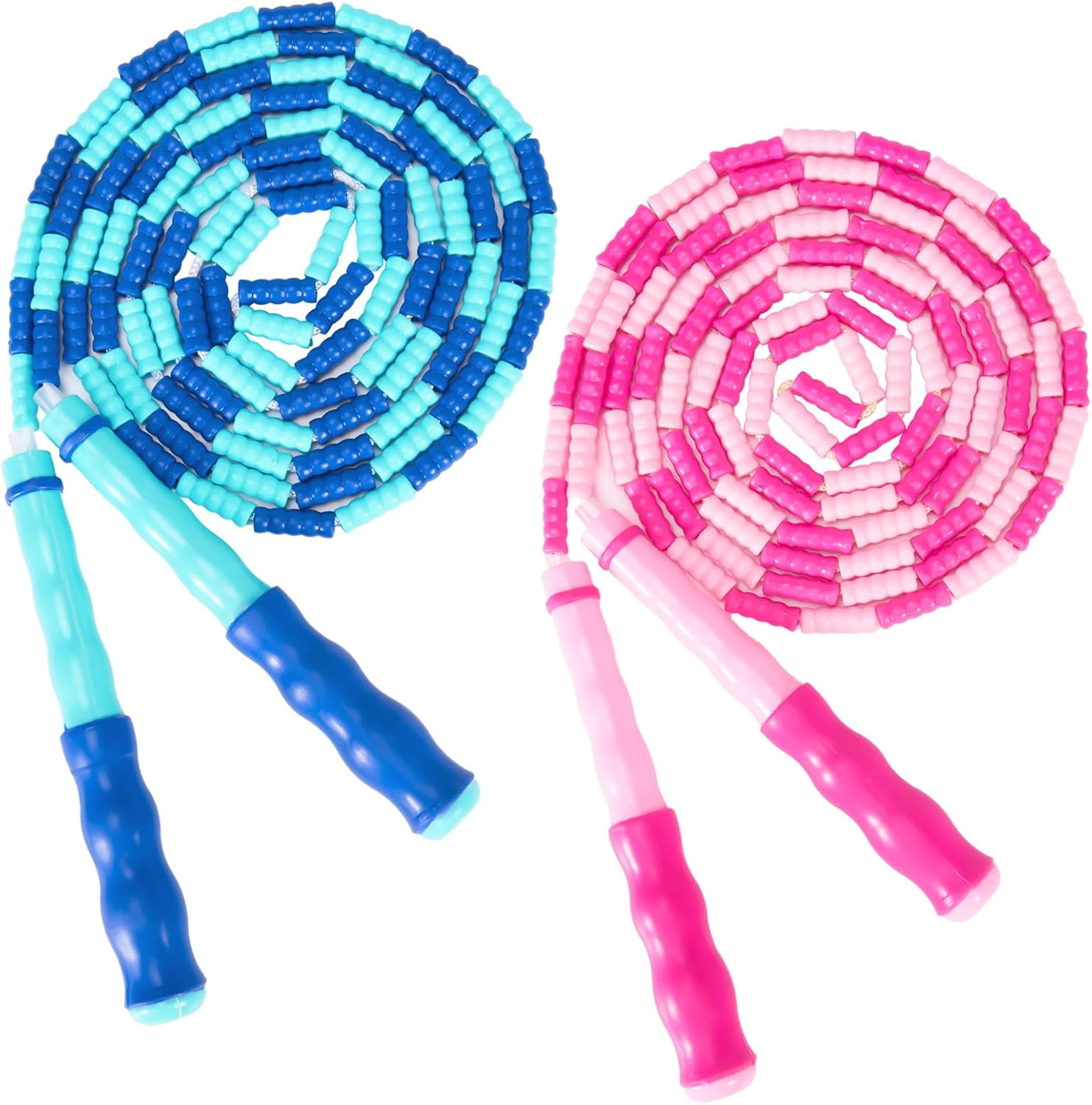 2 Pack Jump Rope for Kids, Adjustable Tangle-Free Soft Beaded Skipping ...