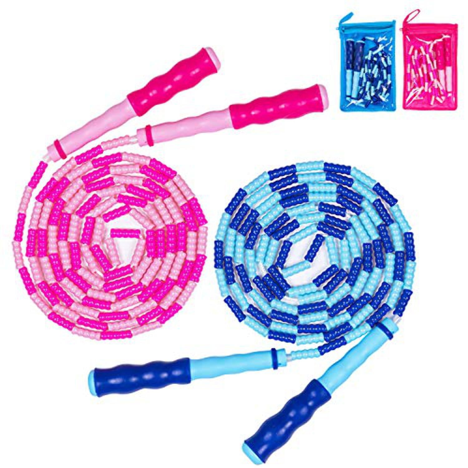 2 Pack Jump Rope Soft Beaded, Tangle-Free Segmented Fitness Skipping ...