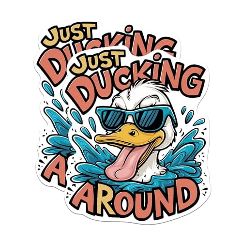 (2 Pack) Just Ducking Around Stickers - Funny Punny Animal Puns 5 ...