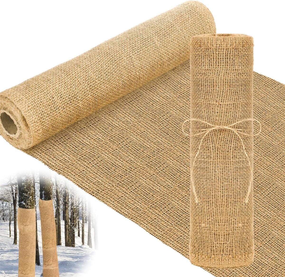 2 Pack Jute Burlap Fabric Roll,Coarse Linen Protective Sleeves,Natural ...