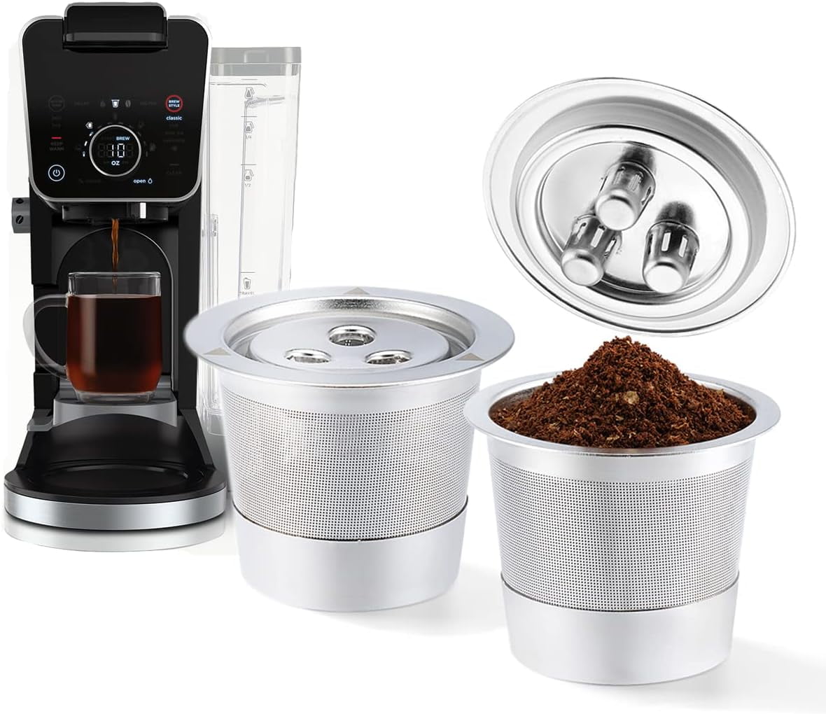 2 Pack K Cups Reusable Coffee Pods for Ninja Dual Brew Coffee Maker ...