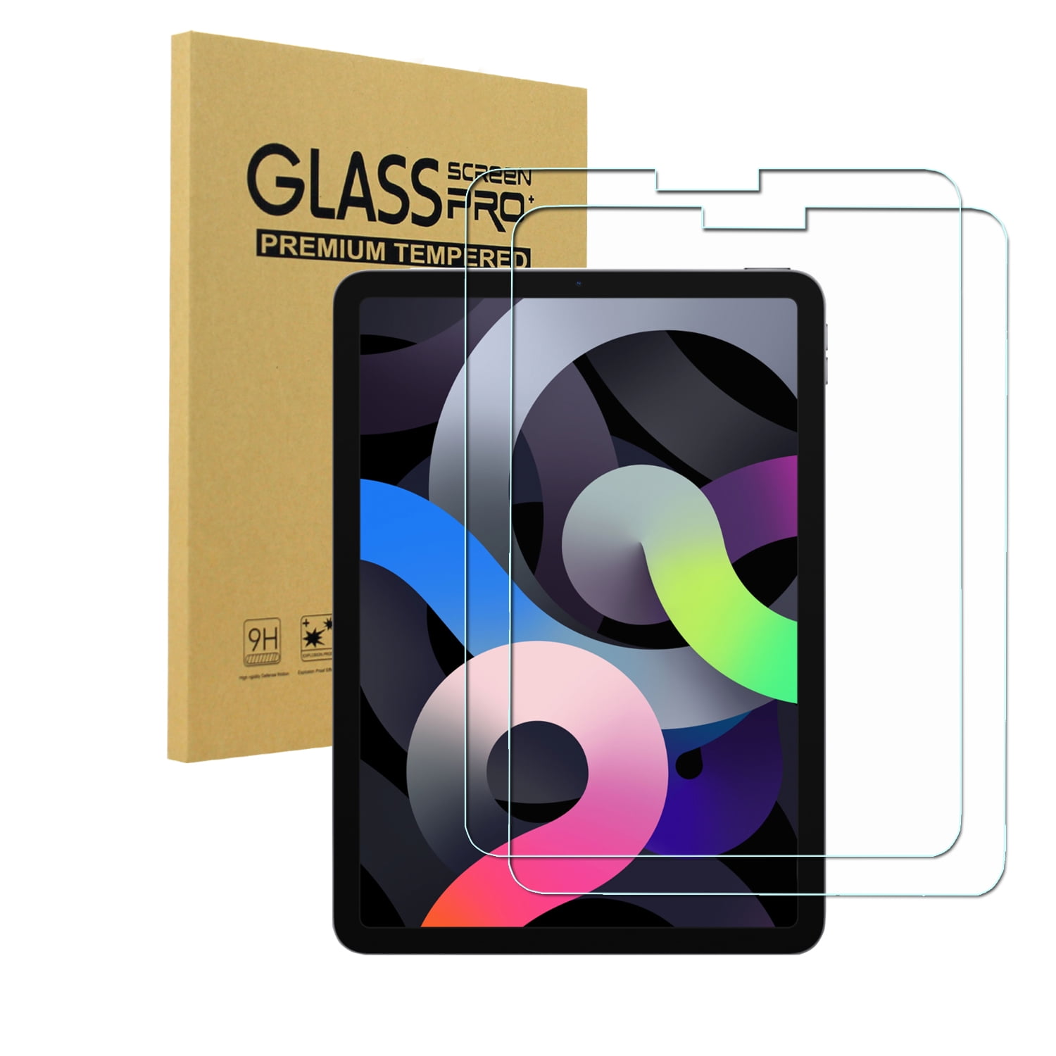 2 Pack KIQ iPad Air 4th Gen Screen Protector 10.9, Tempered Glass Clear ...