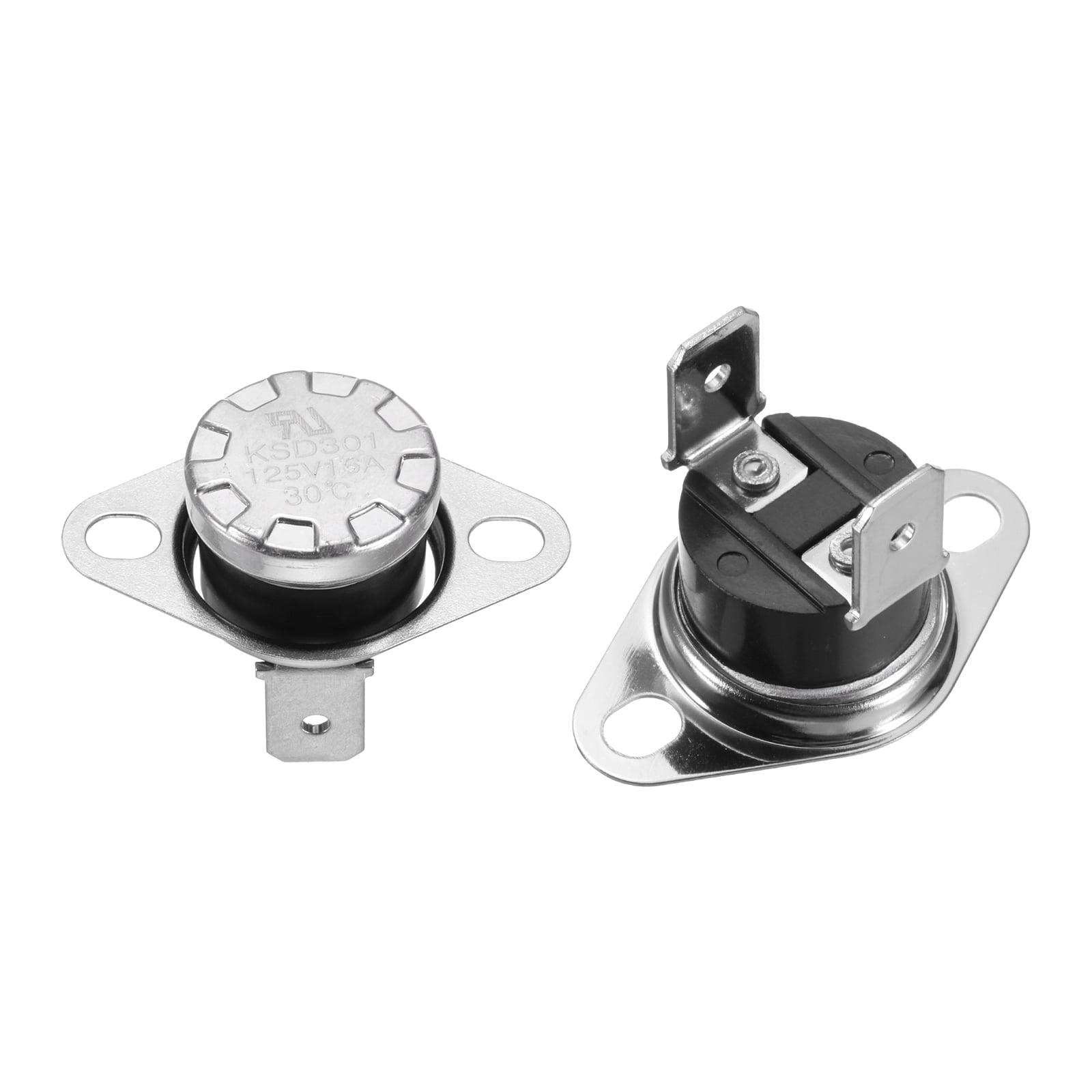 2 Pack KSD301 Thermostat 30°C/86°F 16A Normally Closed N.C Adjust Snap ...
