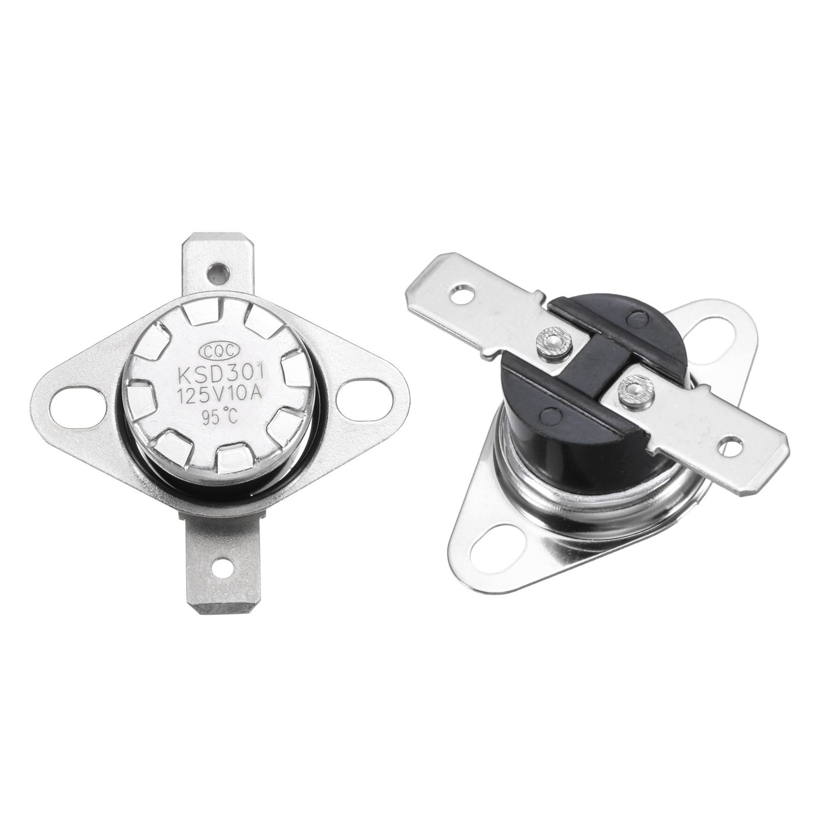 2 Pack KSD301 Thermostat 95°C/203°F 10A Normally Closed N.C Adjust Snap ...