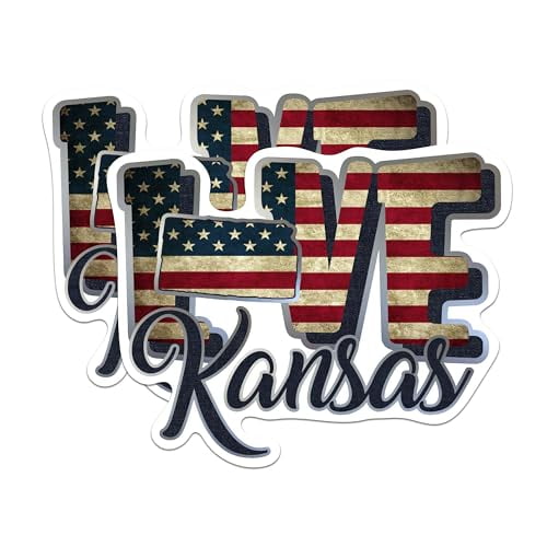 (2 Pack) Kansas Love State Stickers - KS State USA Flag American Pride ...