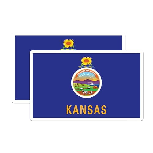 (2 Pack) Kansas State Flag Stickers - KS State Flag Sticker - Choose ...