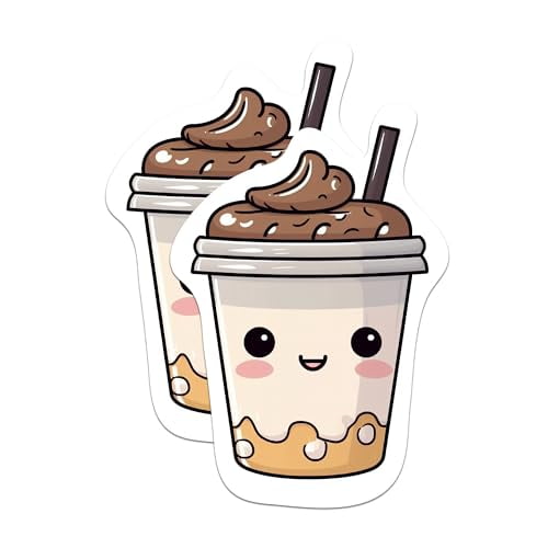 (2 Pack) Kawaii Boba Stickers - Cartoon Boba Tea - Fun Boba Stickers ...