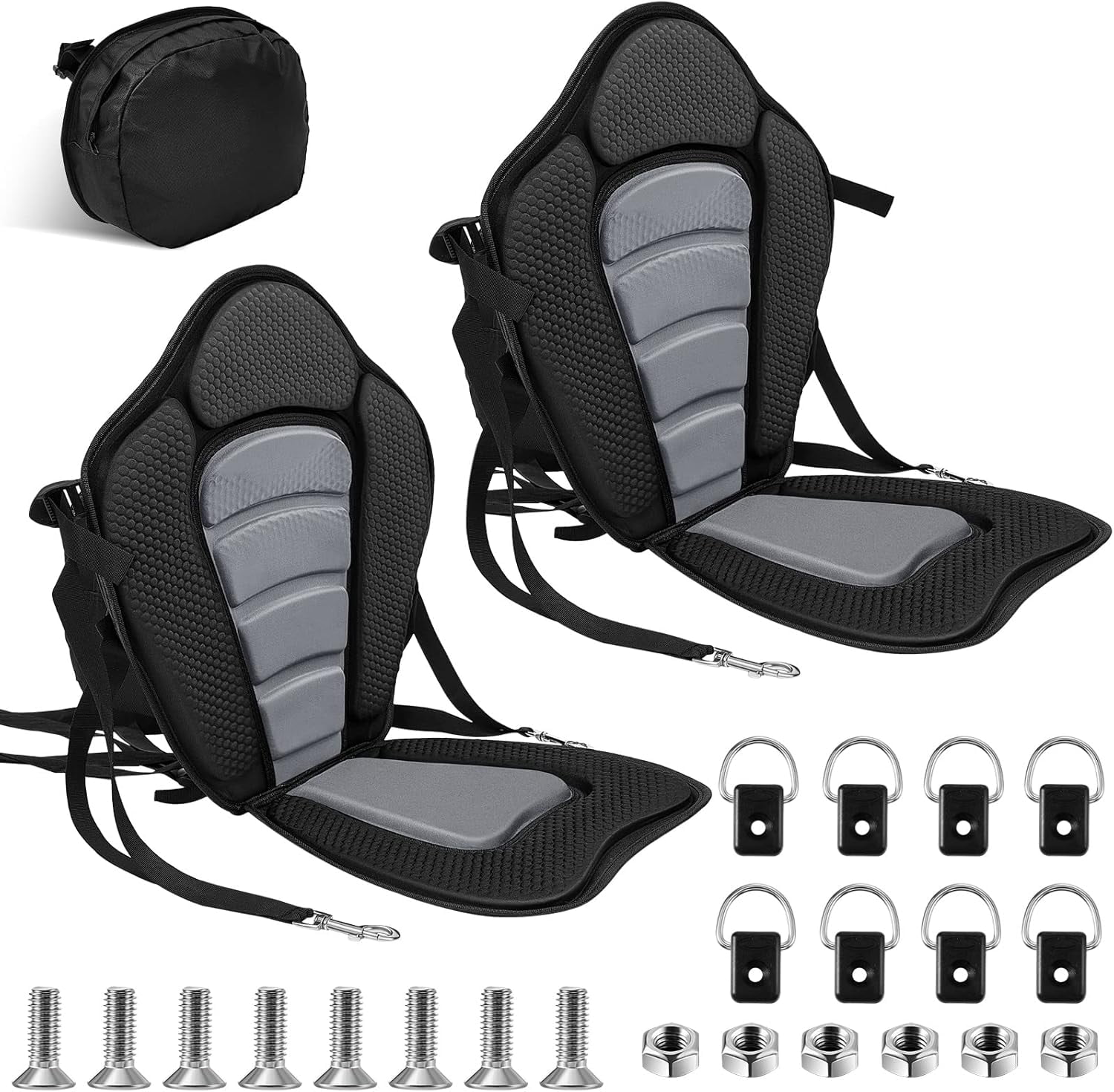 2 Pack Kayak Seats with Back Support Adjustable Sit on Top Padded Boat ...