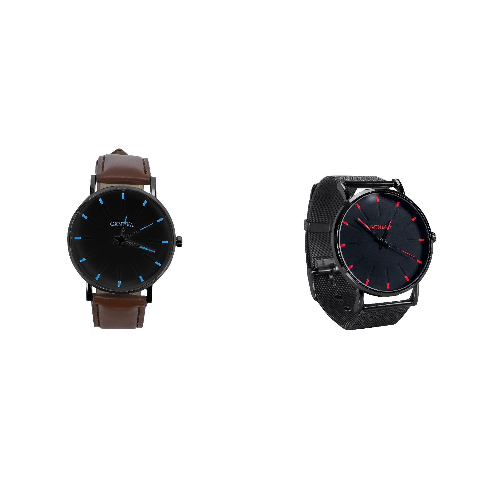 (2-Pack) Kcodviy Business Stainless Mesh Quartz Digital Watch Men ...