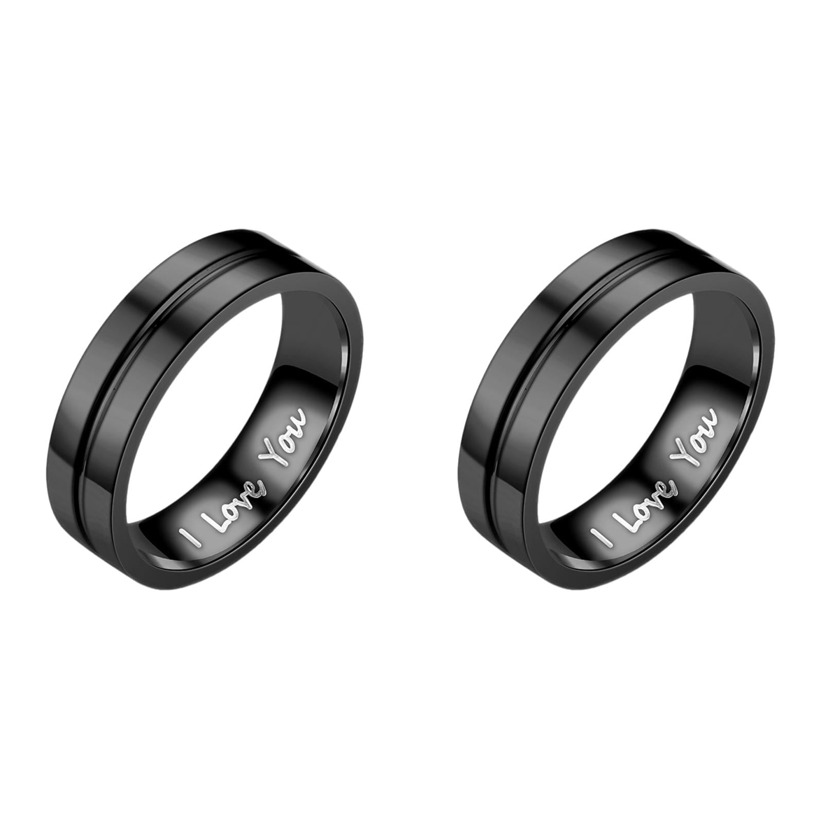 (2-Pack) Kcodviy I You Stainless Steel Stainless Steel Rings Black ...