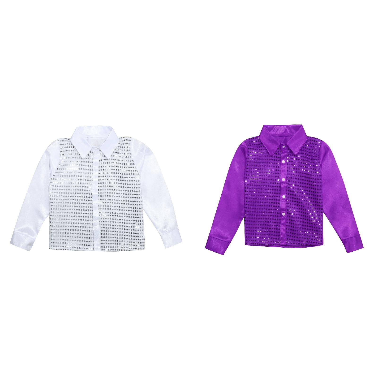 (2-Pack) Kcodviy Kids Girls Sparkly Sequins Boy Toddler Top Dance Top ...