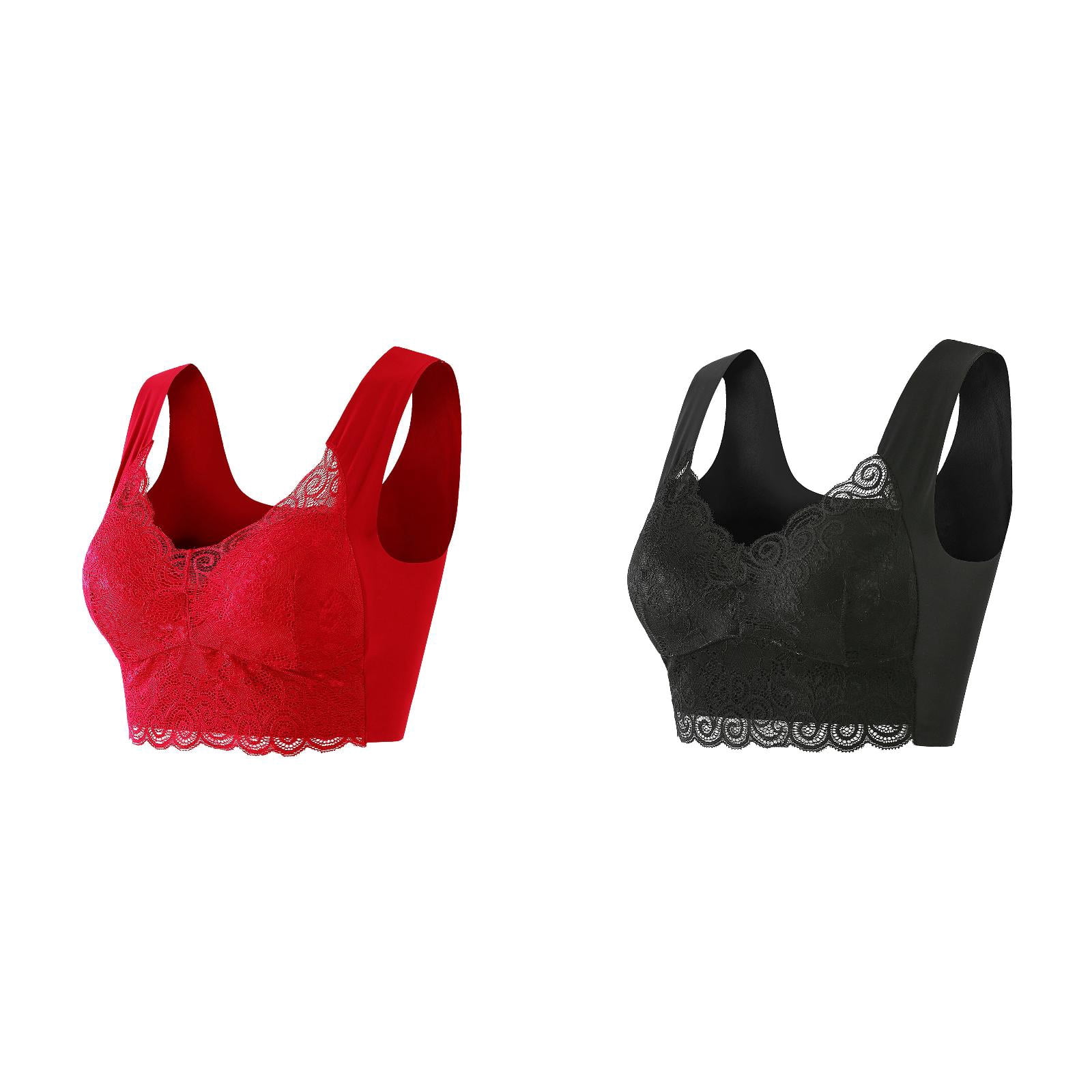 (2-Pack) Kcodviy Lace Bra Plus Size Seamless Bra Women Underwear ...