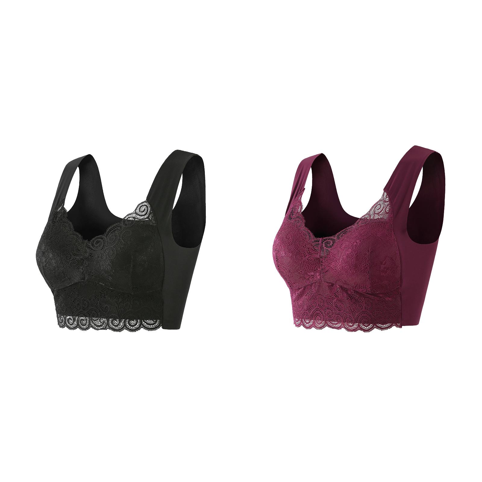 (2-Pack) Kcodviy Lace Bra Plus Size Women Bra Set and Underwear Thong ...