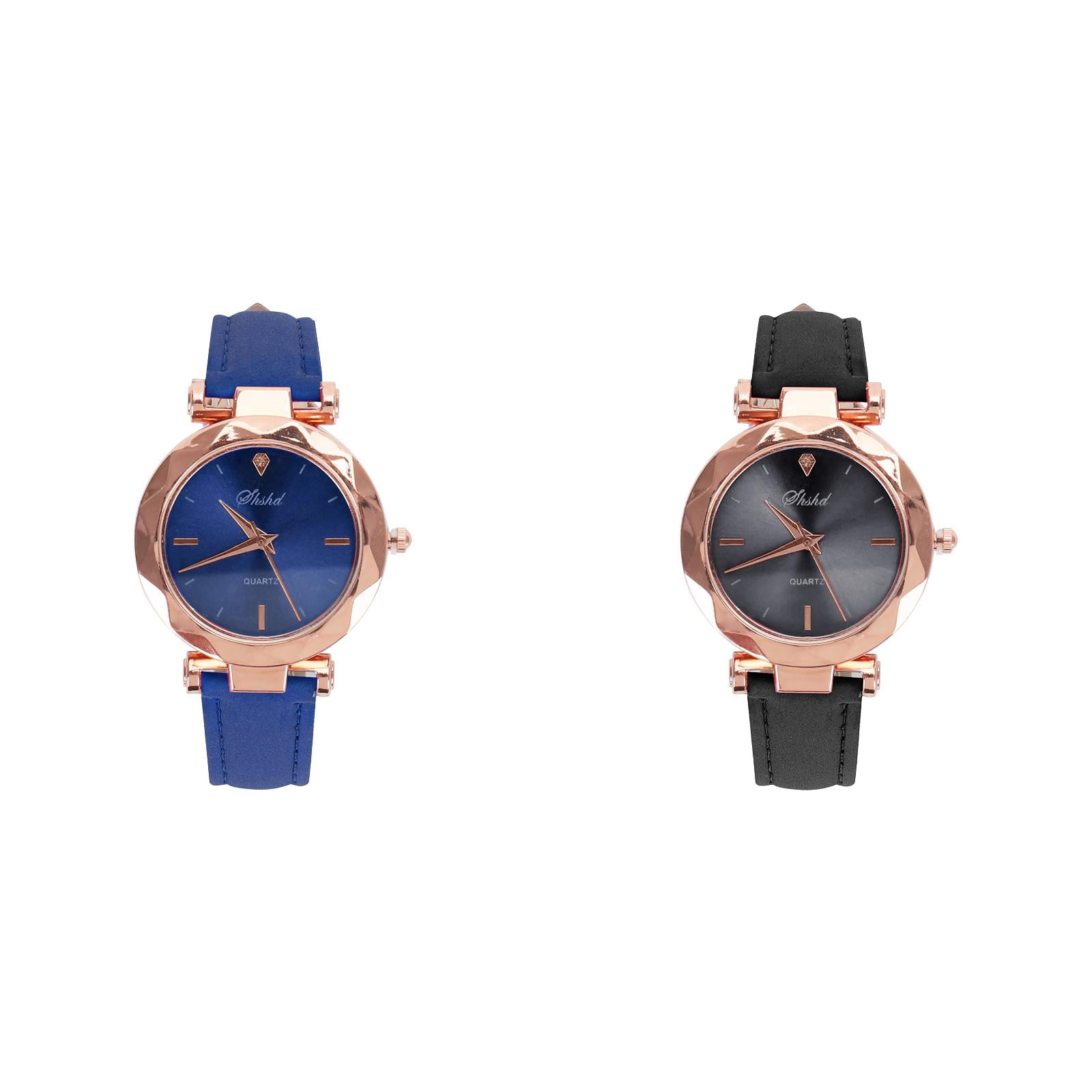 (2-Pack) Kcodviy Leather Wristwatch Casual Watch Simple Wrist Watch ...