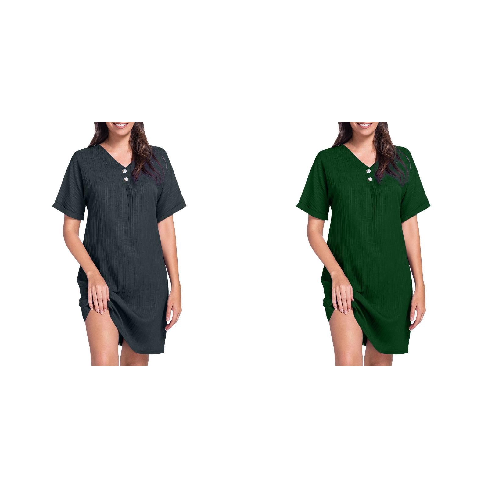 (2-Pack) Kcodviy Neck Solid Colour Pullover Casual Tan Dress ...