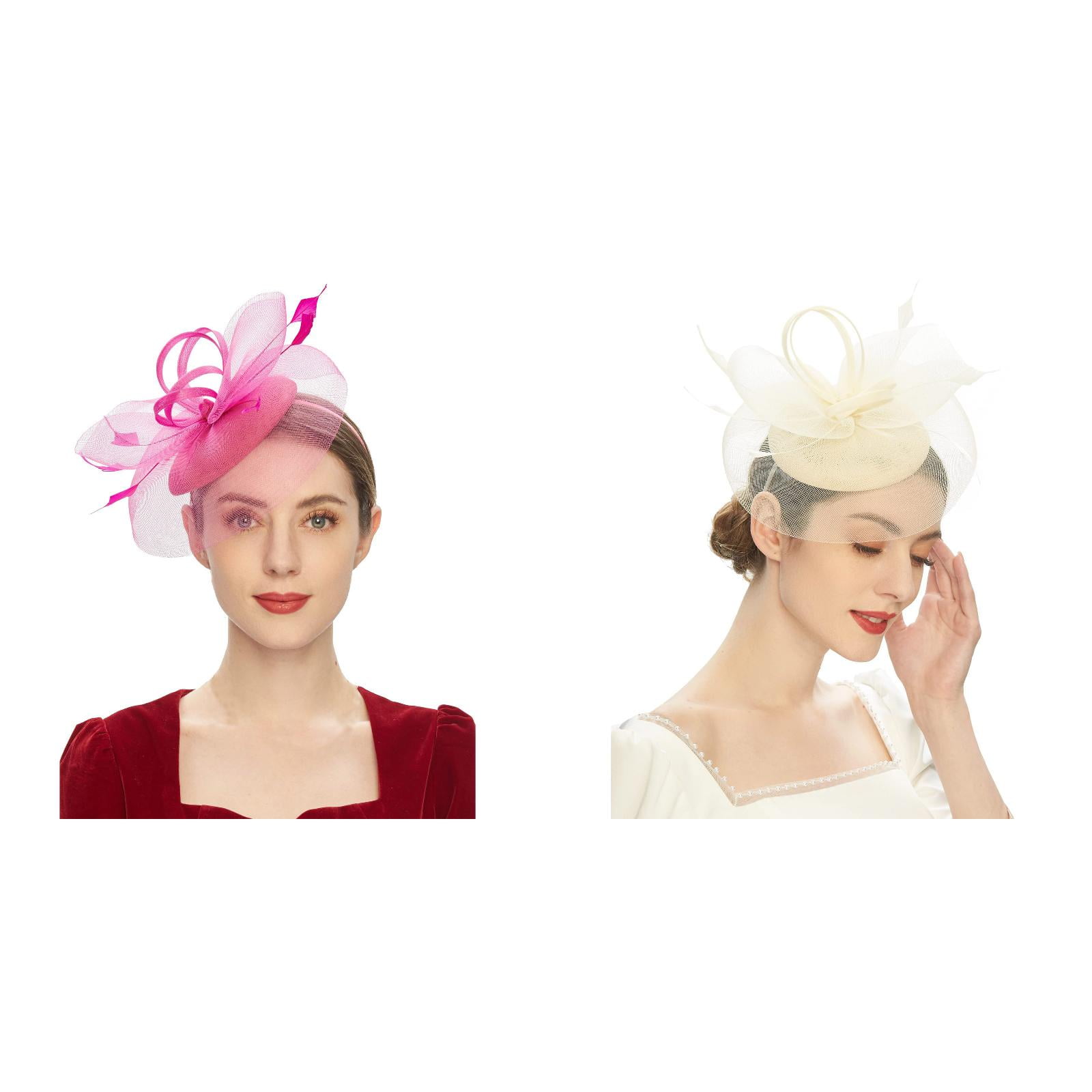(2-Pack) Kcodviy Tea Party Fascinator Hat Beach Headbands Fascinator ...