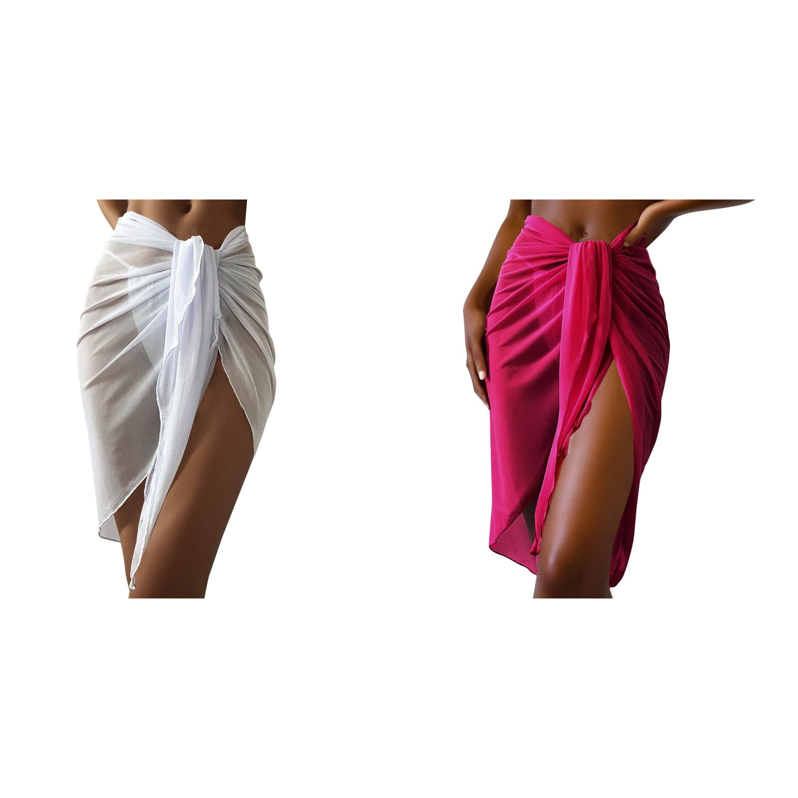 (2-Pack) Kcodviy Women Sheer Wrap Knot Summer Cover Ups for Women Waist ...